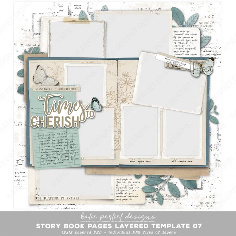 Story Book Pages Layered Template 07 - Katie Pertiet Designs