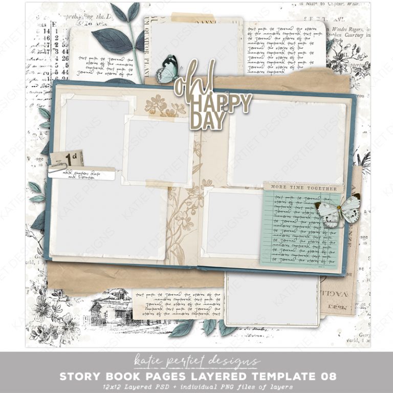 Story Book Pages Layered Template 08 - Katie Pertiet Designs