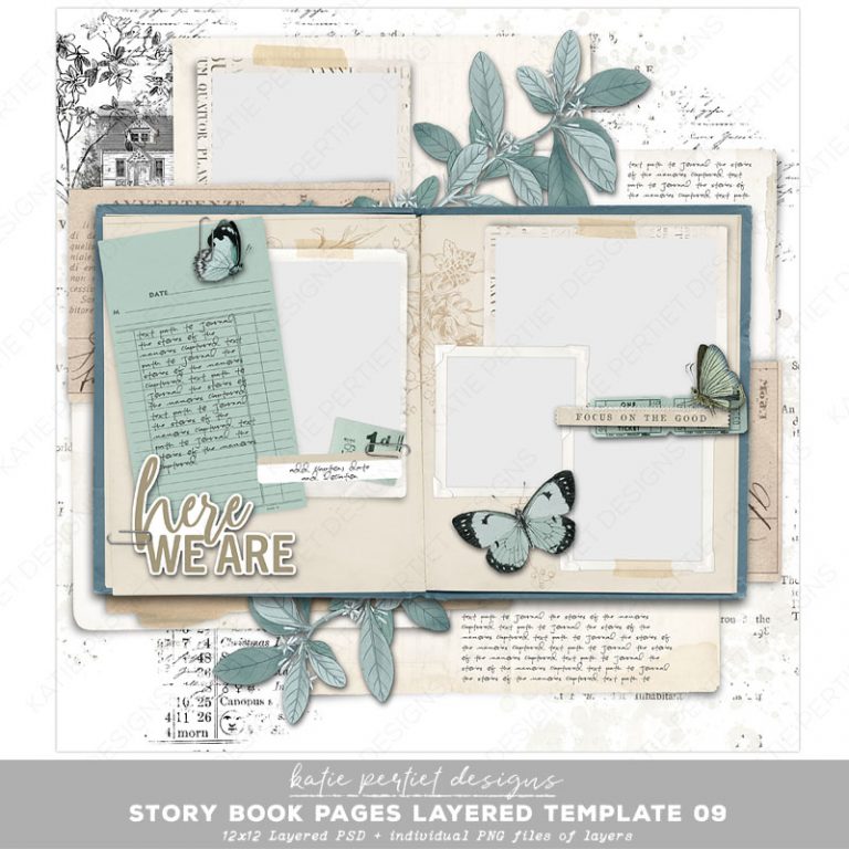 Story Book Pages Layered Template 09 - Katie Pertiet Designs