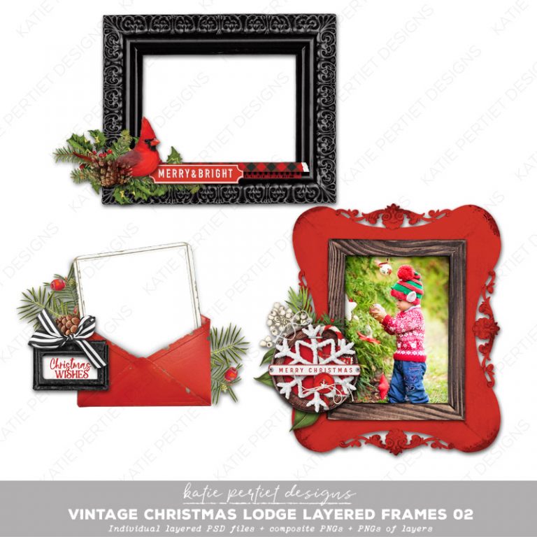 Vintage Christmas Lodge Layered Frames 02 - Katie Pertiet Designs