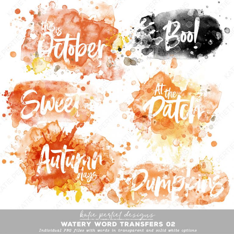 Watery Word Transfers 02 - Katie Pertiet Designs