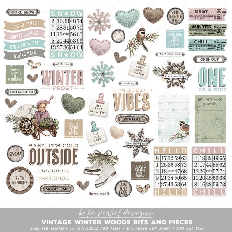 Vintage Winter Woods Bits and Pieces - Katie Pertiet Designs