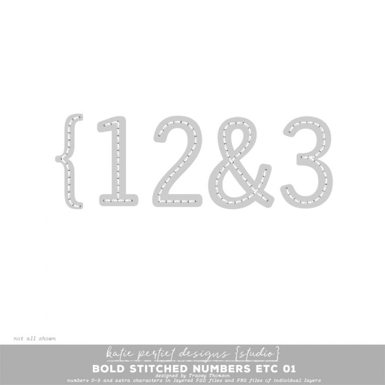 Bold Stitched Numbers Etc 01 - Katie Pertiet Designs