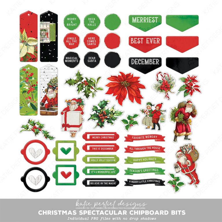 Christmas Spectacular Chipboard Bits - Katie Pertiet Designs