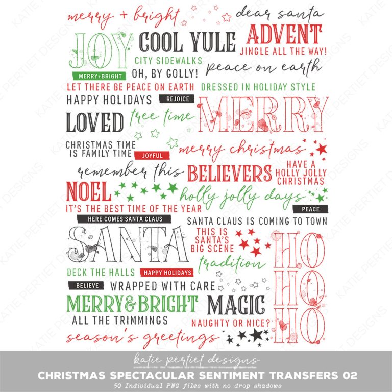 Christmas Spectacular Sentiment Transfers 02 - Katie Pertiet Designs