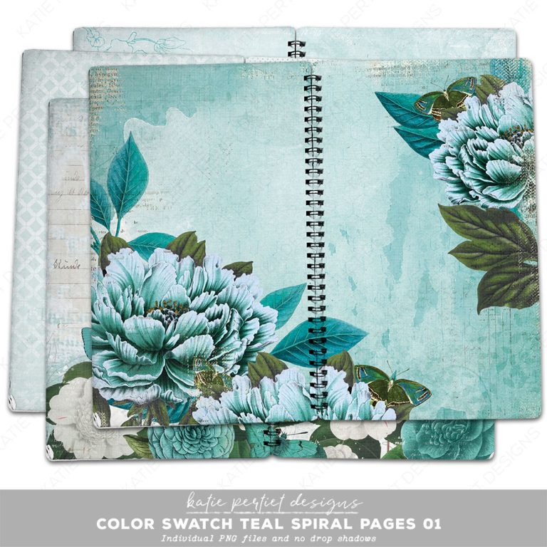 Color Swatch Teal Spiral Pages 01 - Katie Pertiet Designs