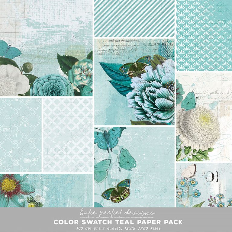 Color Swatch Teal Paper Pack - Katie Pertiet Designs