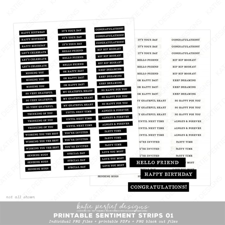 Printable Sentiment Strips 01 - Katie Pertiet Designs