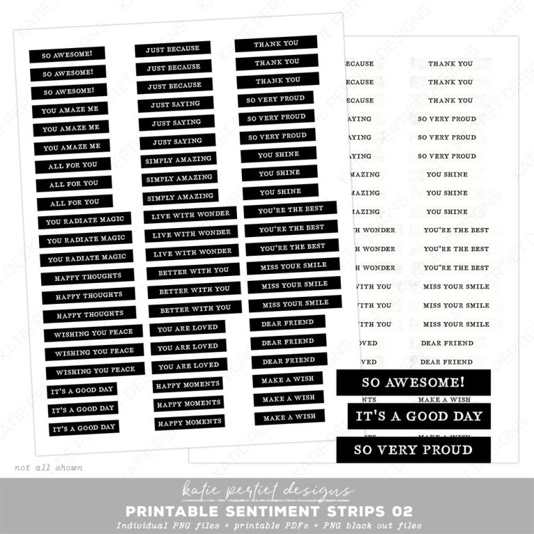 Printable Sentiment Strips 02 - Katie Pertiet Designs