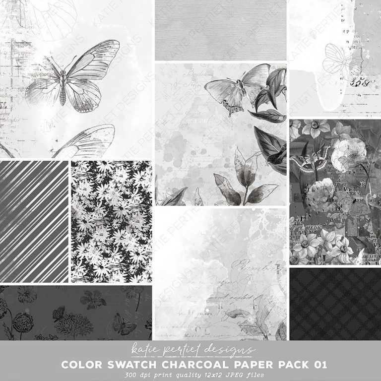 Color Swatch Charcoal Scrapbook Bundle - Katie Pertiet Designs