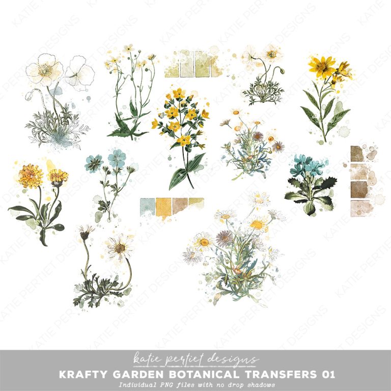 Krafty Garden Botanical Transfers 01 - Katie Pertiet Designs