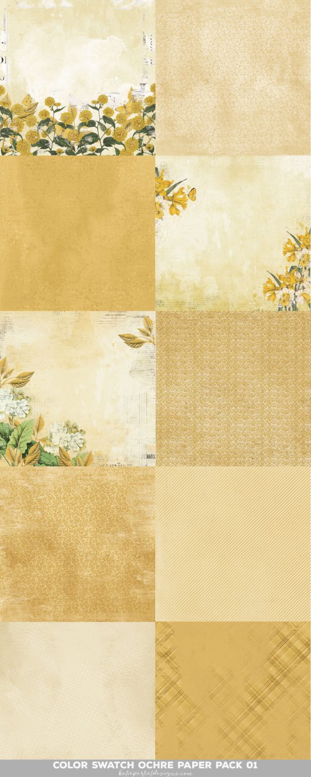 Color Swatch Ochre Paper Pack 01 - Katie Pertiet Designs