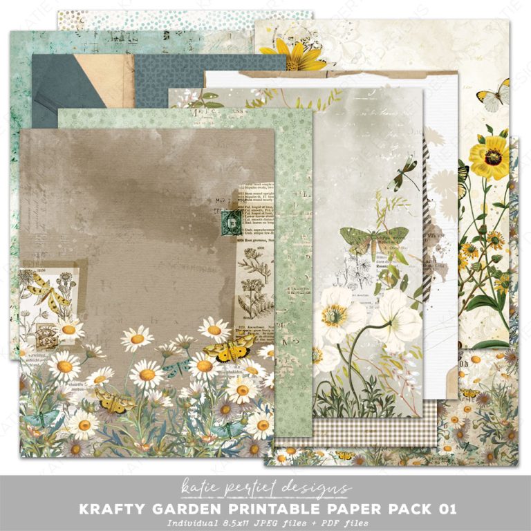 Krafty Garden Printable Paper Pack 01 - Katie Pertiet Designs