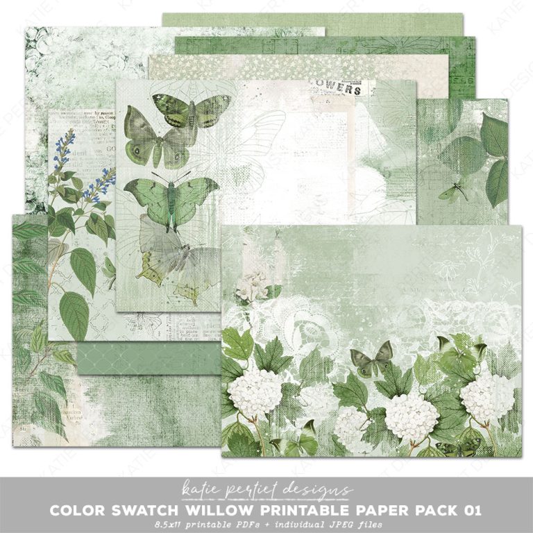 Color Swatch Willow Printable Paper Pack 01 - Katie Pertiet Designs
