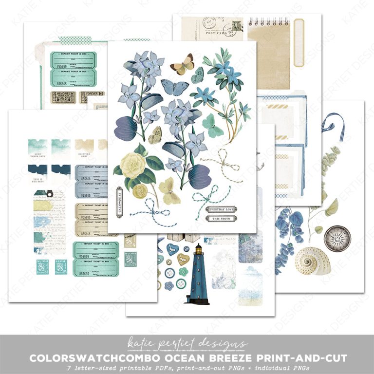 Color Swatch Combo Ocean Breeze Print-and-Cut Pack - Katie Pertiet Designs