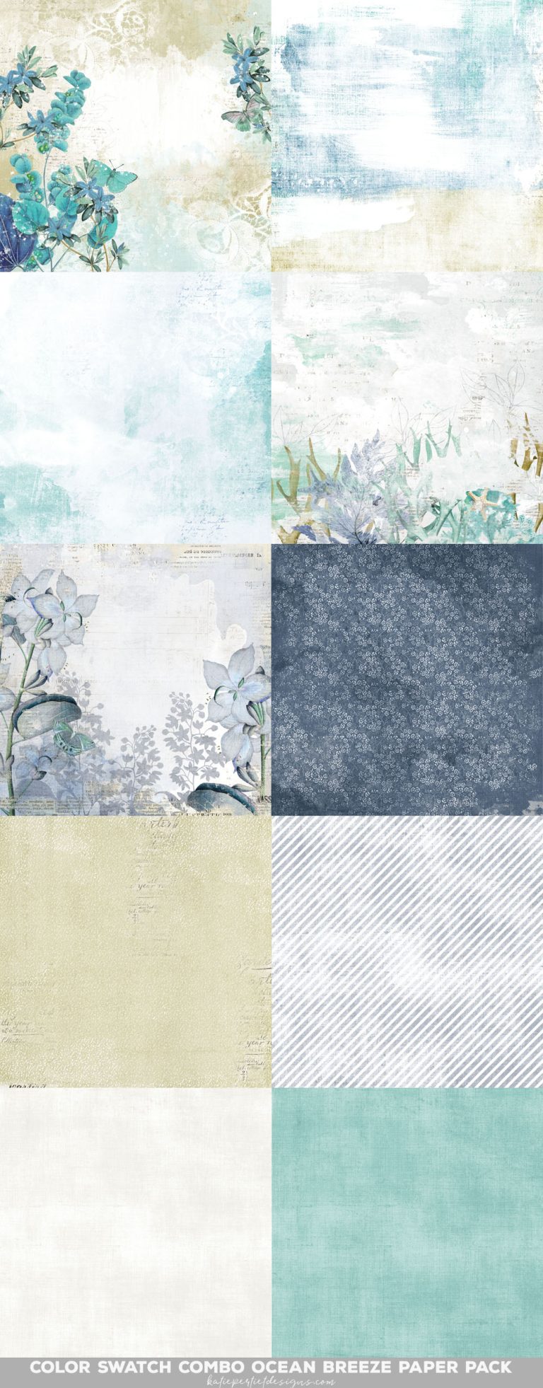 Color Swatch Combo Ocean Breeze Scrapbook Bundle - Katie Pertiet Designs