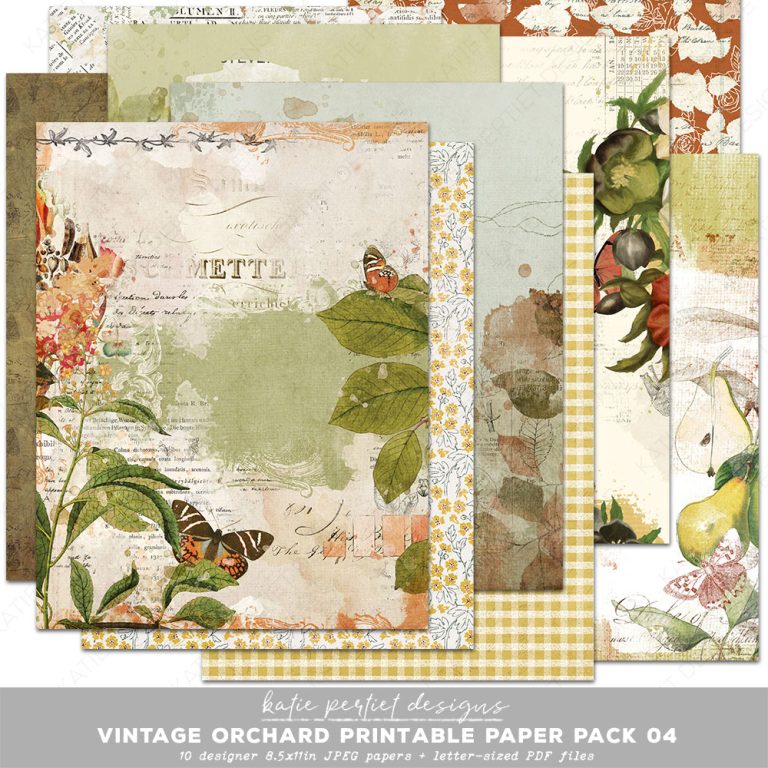 Vintage Orchard Printable Paper Pack 04 - Katie Pertiet Designs
