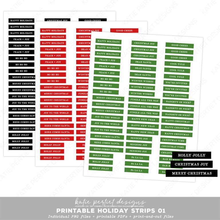 Printable Holiday Strips 01 - Katie Pertiet Designs