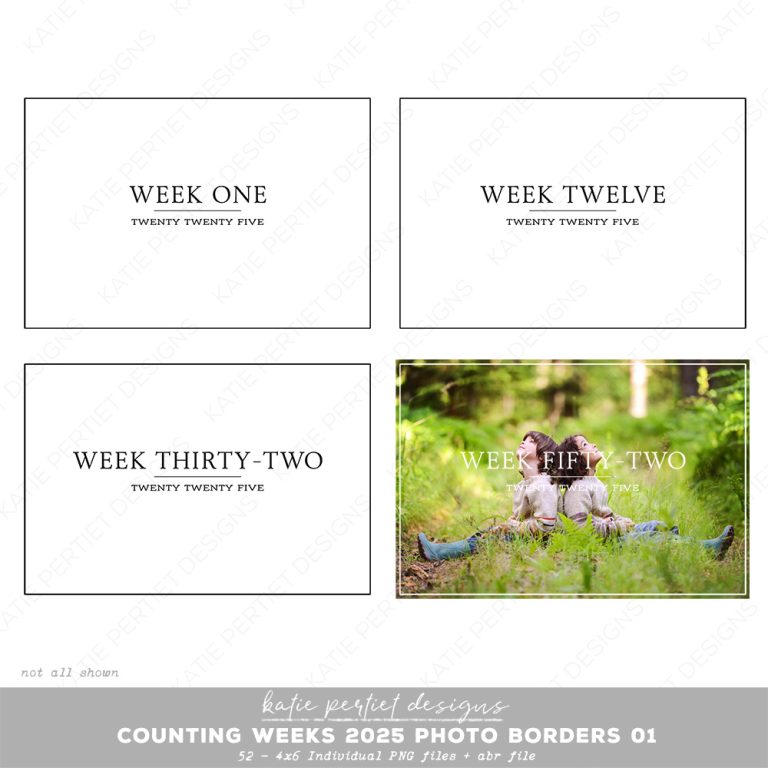 Counting Weeks 2025 4×6 Photo Borders 01 - Katie Pertiet Designs