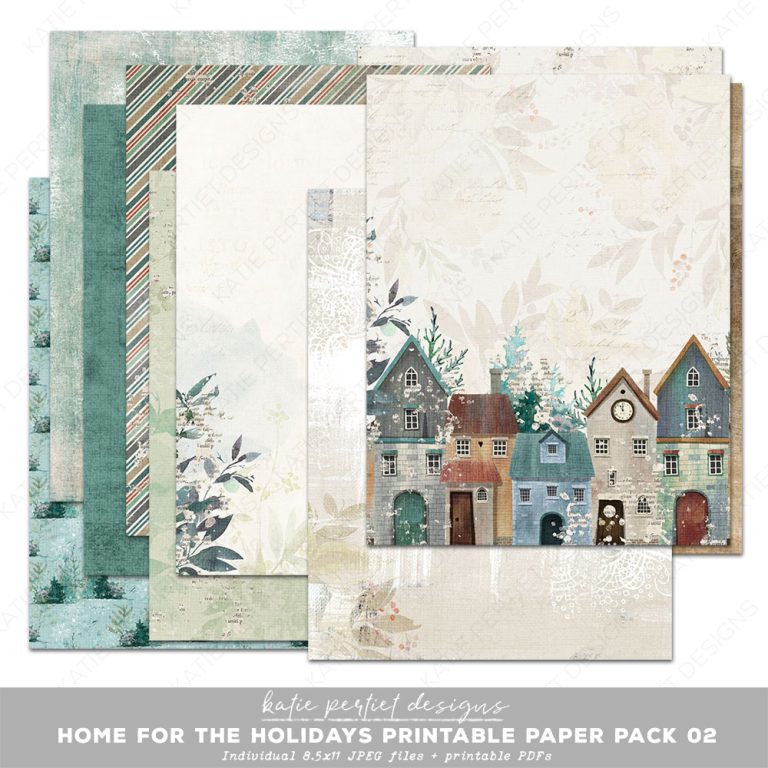 Home for the Holidays Printable Paper Pack 02 - Katie Pertiet Designs