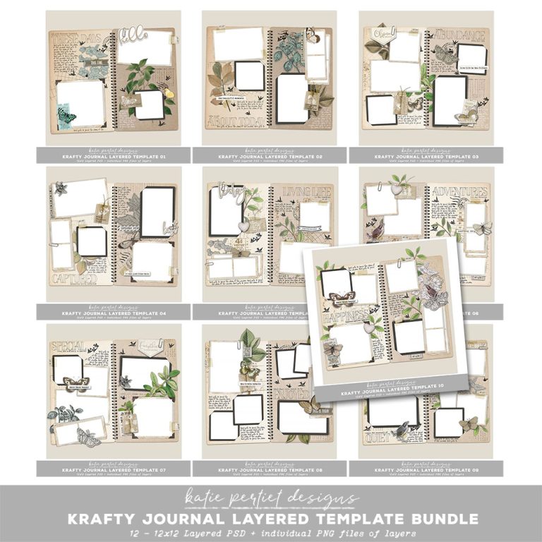 Krafty Journal Layered Template Bundle - Katie Pertiet Designs