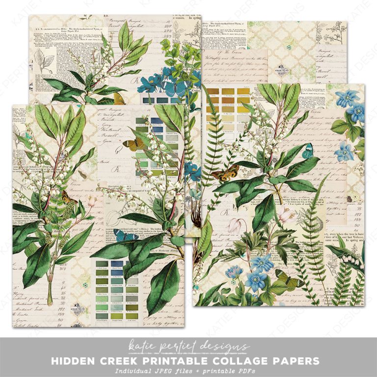 Hidden Creek Printable Collage Papers - Katie Pertiet Designs