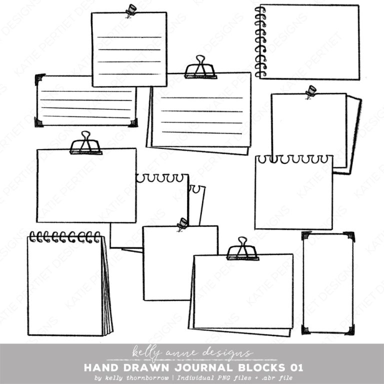 Hand Drawn Journal Blocks 01 - Katie Pertiet Designs