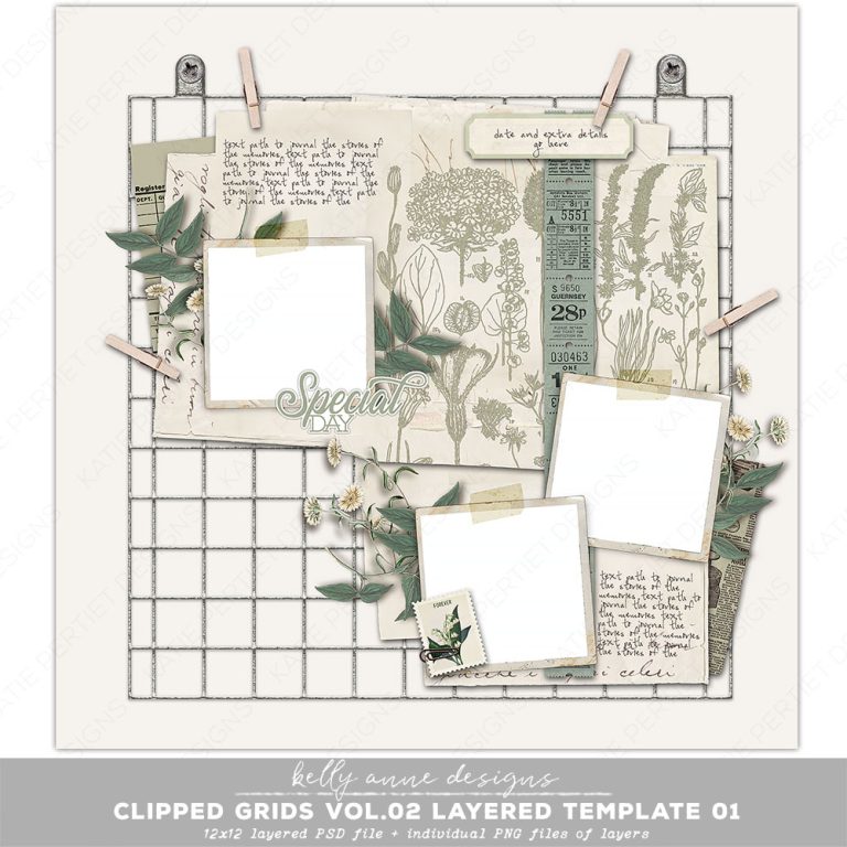 Clipped Grids Vol. 02 Layered Template 01 - Katie Pertiet Designs